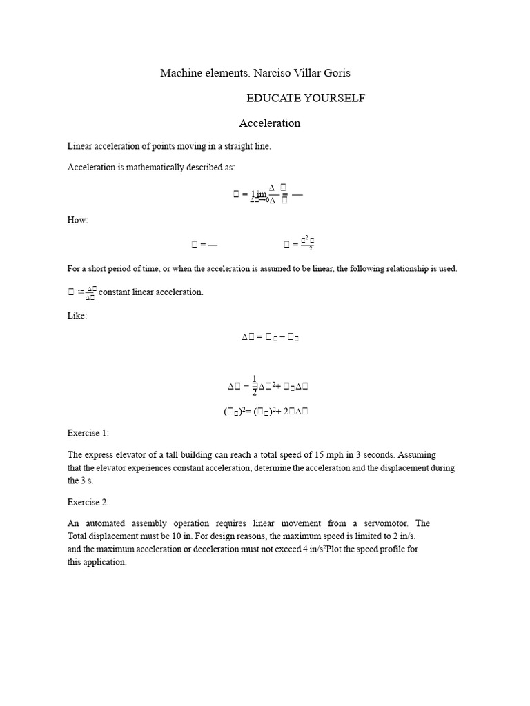 Acceleration ELEMENTS OF MACHINES | PDF | Acceleration | Classical Mechanics