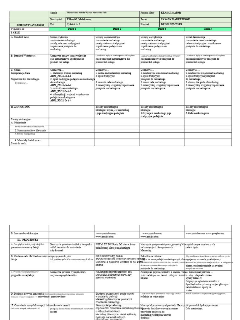 Zasady Marketingu Tydzień 1 - 2 | PDF
