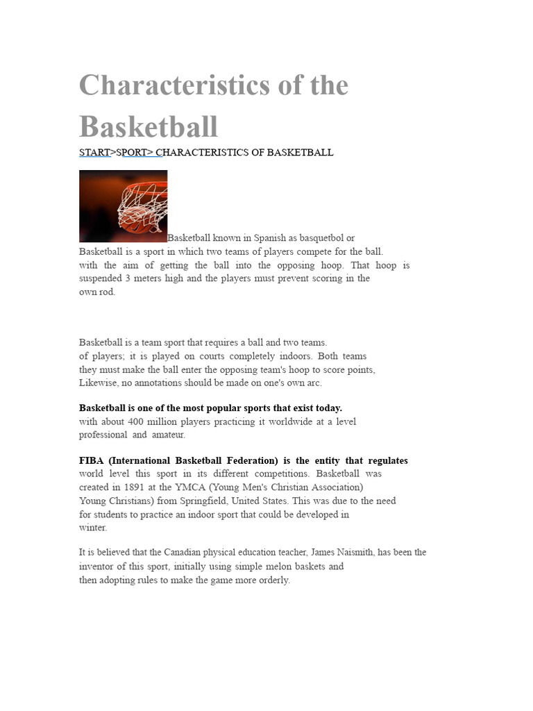 Key Characteristics of Basketball | PDF | Indoor Sports | Sports Rules ...