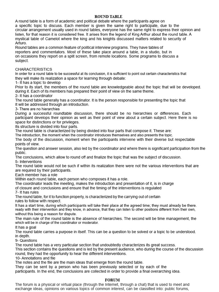Round Table Forum Debate | PDF | Internet Forum | Knowledge