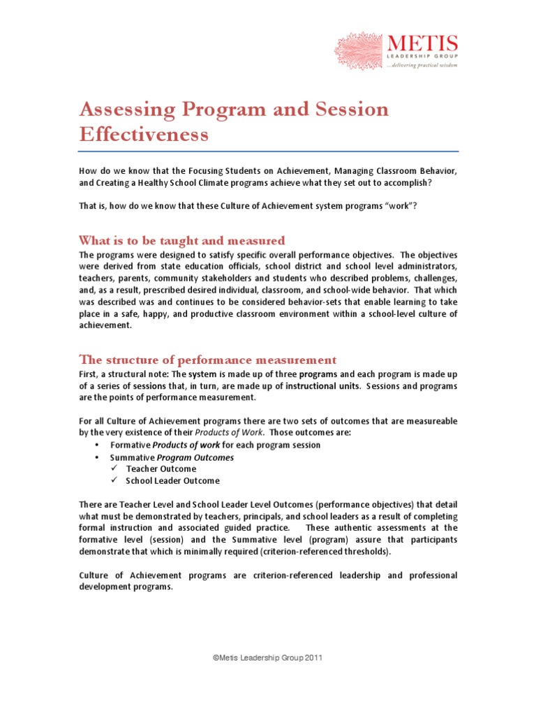 Assessing Program and Session Effectiveness 3-25-12 | PDF | Leadership ...