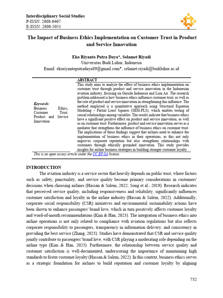 The Impact of Business Ethics Implementation On Cu | PDF | Coefficient ...