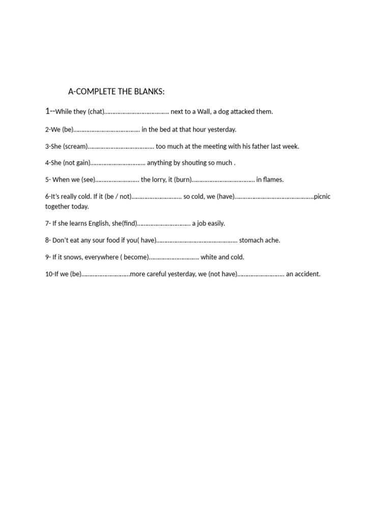 English Grammar Fill-in-the-Blanks Exercise | PDF