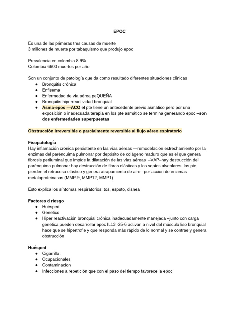 EPOC | PDF | Enfermedad pulmonar obstructiva crónica | Asma