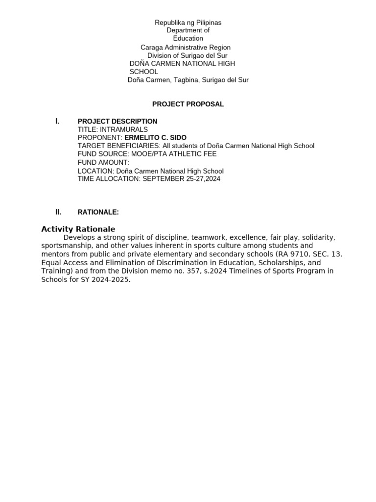 project-proposal-intramurals - Copy | PDF | Sports