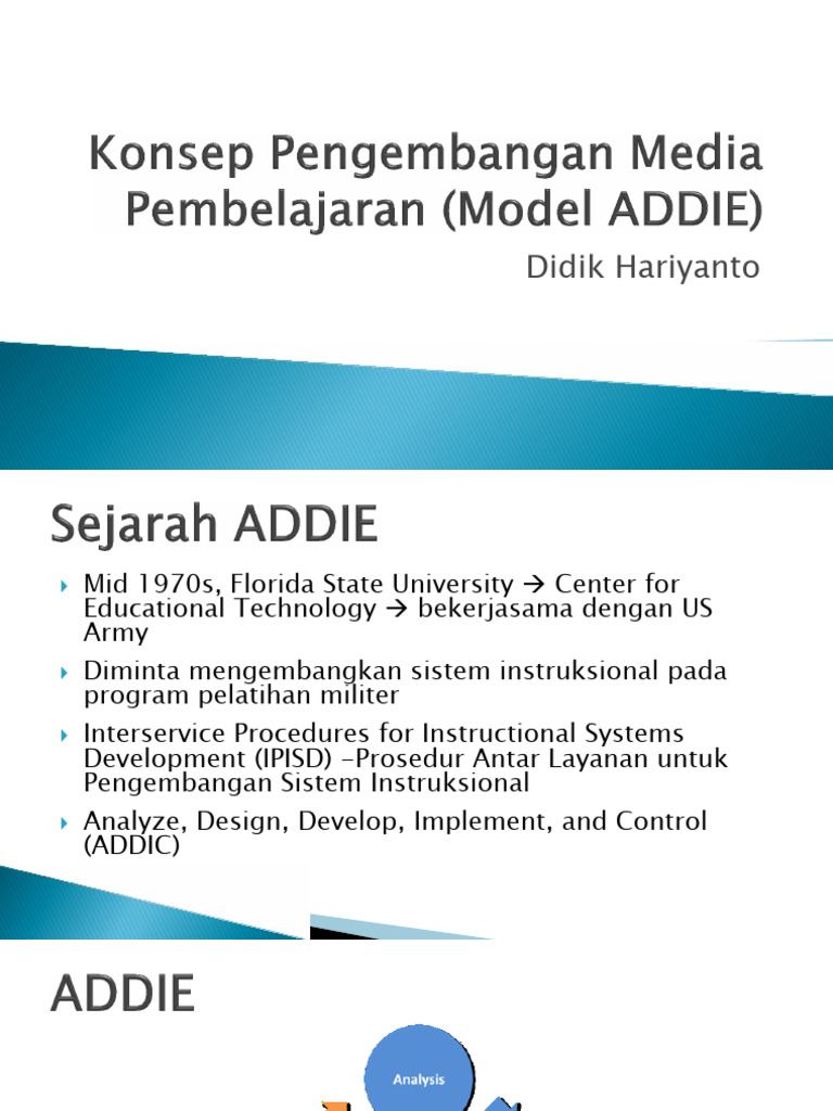Konsep Pengembangan Media Pembelajaran (Model ADDIE) | PDF