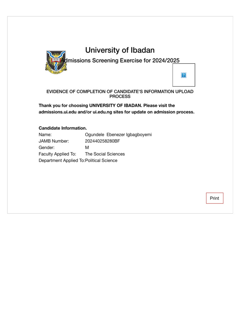 UI Admission Screening 2024/2025 Guide | PDF
