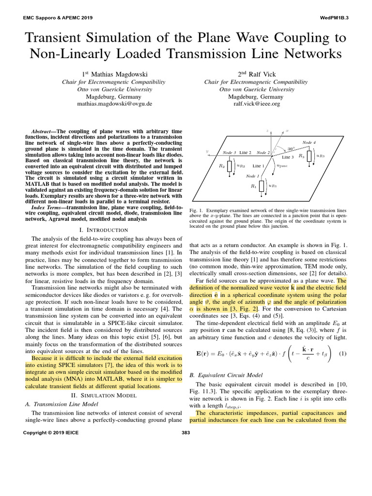 Transient Simulation of The Plane Wave Coupling To Non-Linearly Loaded ...