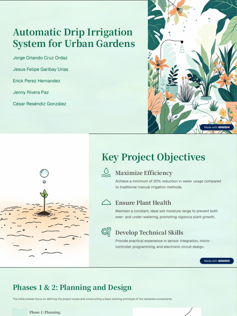Urban Drip Irrigation System Guide | PDF | Circuit Design | Prototype