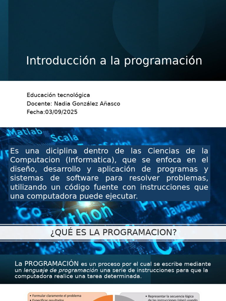 Clase1-Introduccion A La Programacion | PDF | Lenguaje de programación ...