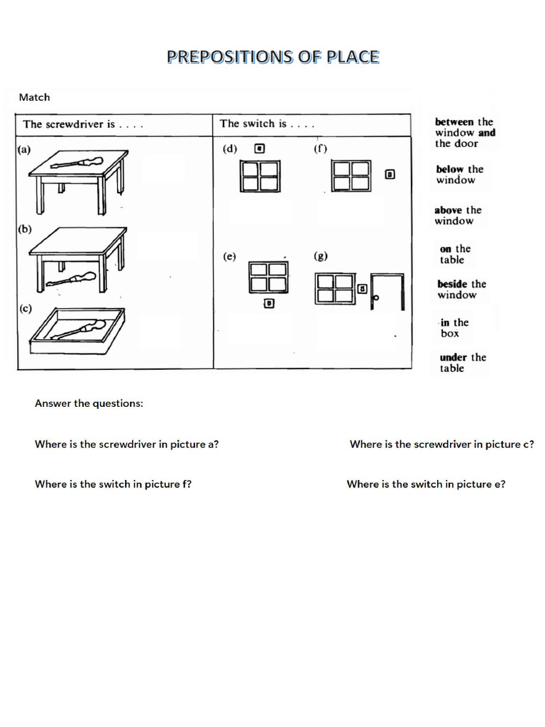 Prepositions of Place | PDF