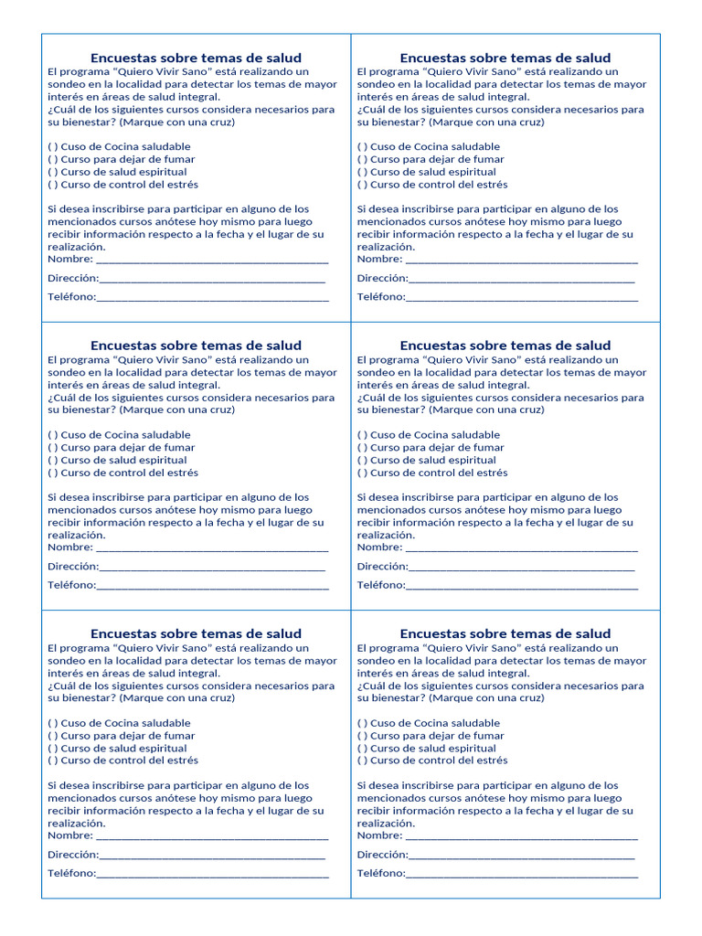 Encuestas Sobre Temas de Salud | PDF | Encuesta de opinión