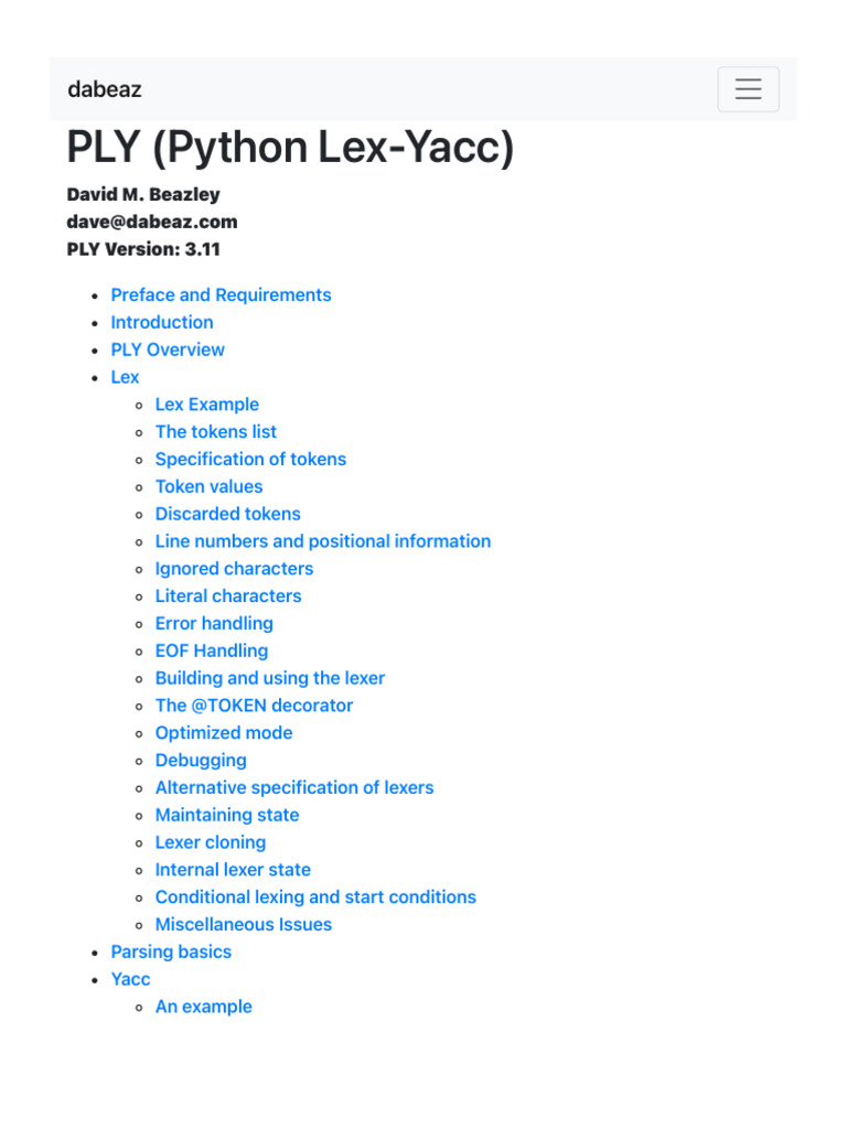 PLY (Python Lex-Yacc) | PDF | Parsing | Software Engineering