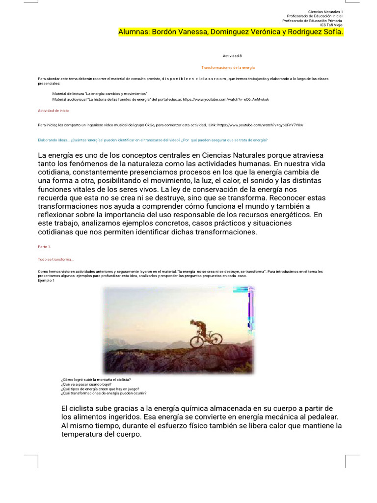 Actividad 8 Transformaciones de Energía | PDF | Energía renovable | Calor