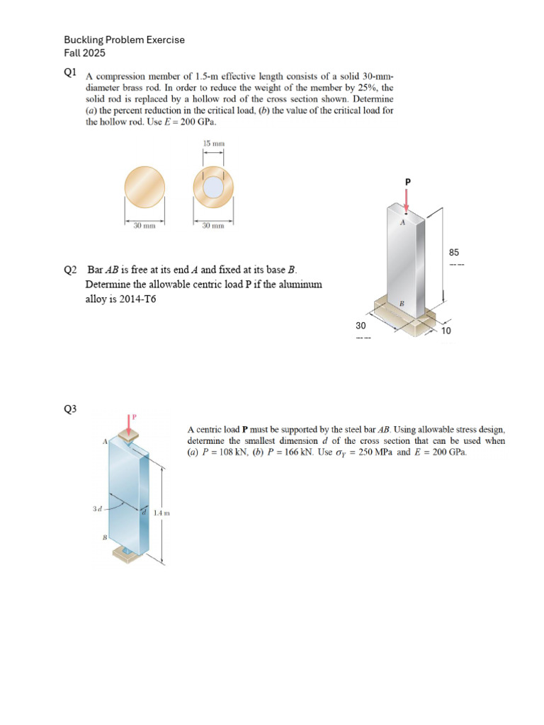 Buckling Practice Fall2025 | PDF