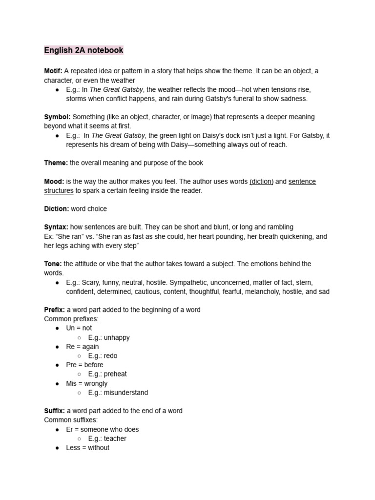 English 2A Notebook | PDF | Poetry | Adjective