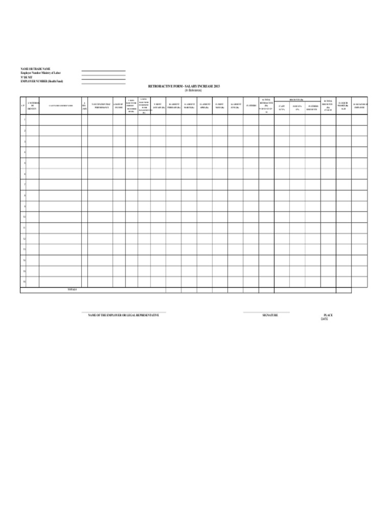 Retroactive Payroll Format - Salary Increase Management 2013 | PDF | Salary