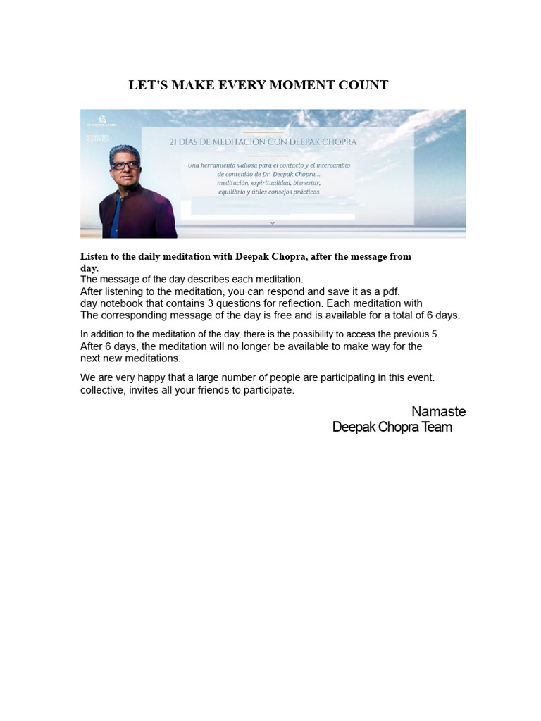 Let's Make Every Moment Count | PDF | Meditation | Mind