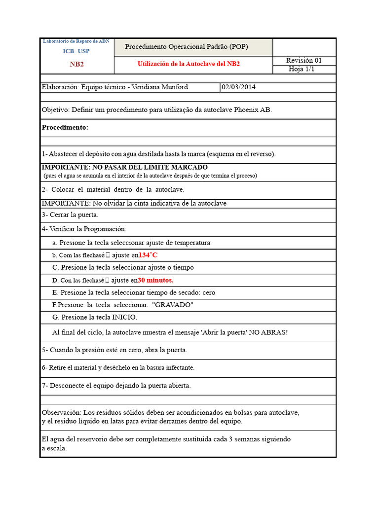 Uso Seguro de la Autoclave Phoenix AB | PDF