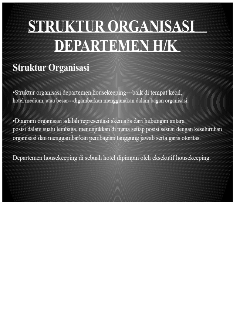 Struktur Organisasi Departemen Housekeeping | PDF