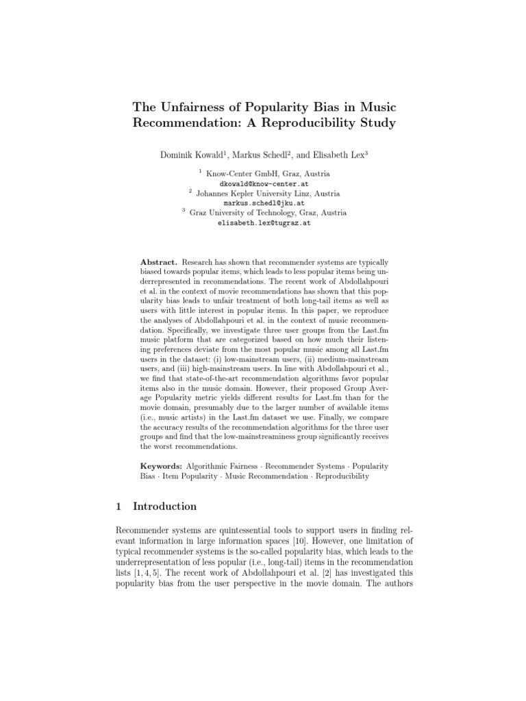 Unfairness Popularity Bias | PDF | Applied Mathematics