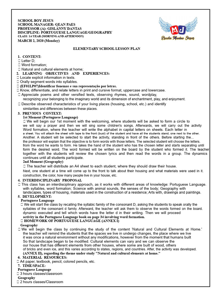 Lesson Plan 1ST Year (March 2 To 6) | PDF | Solar System | Planets