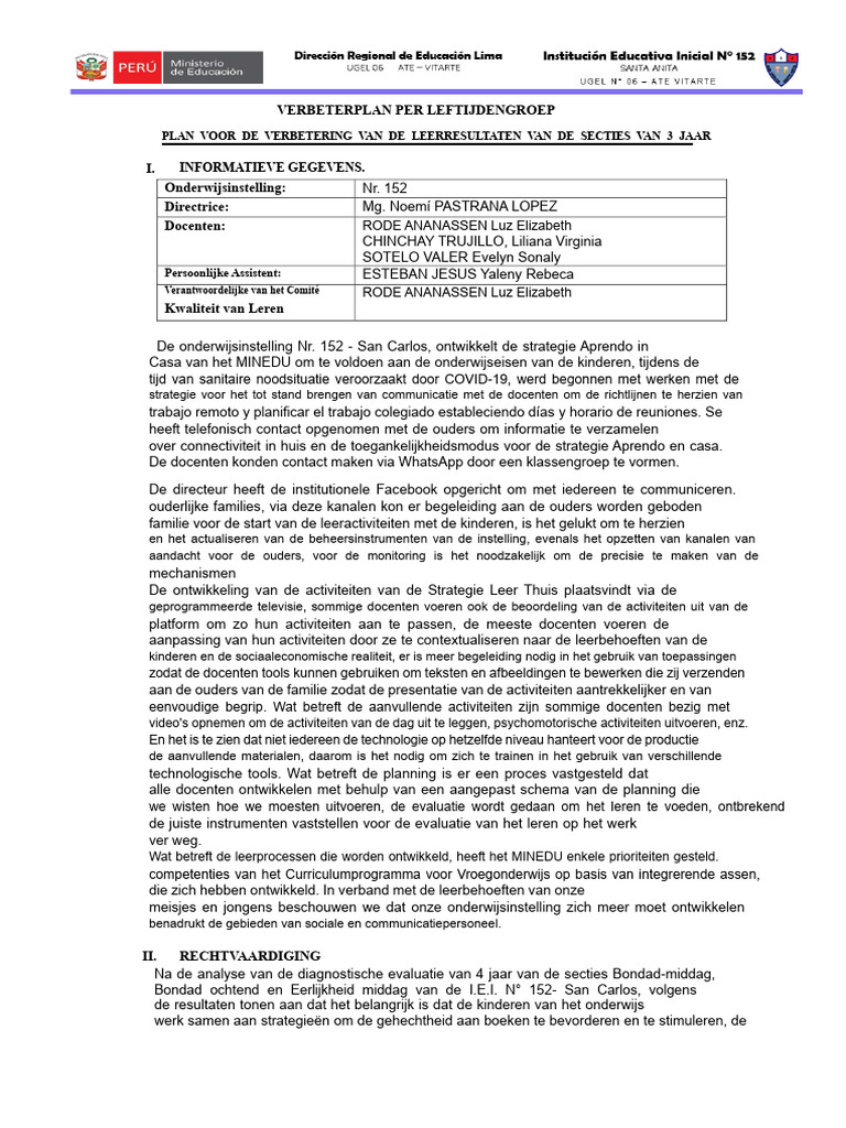 VERBETERPLAN PER Leeftijdsgroep | PDF