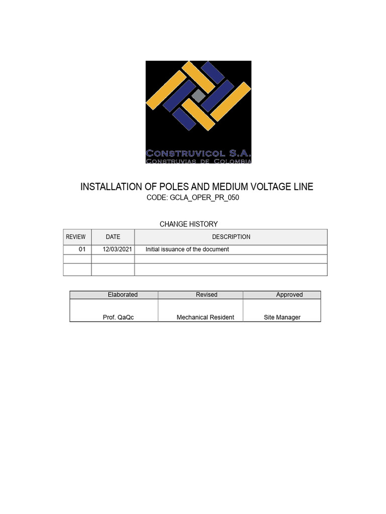 Medium Voltage Pole Installation Guide | PDF | Occupational Safety And ...