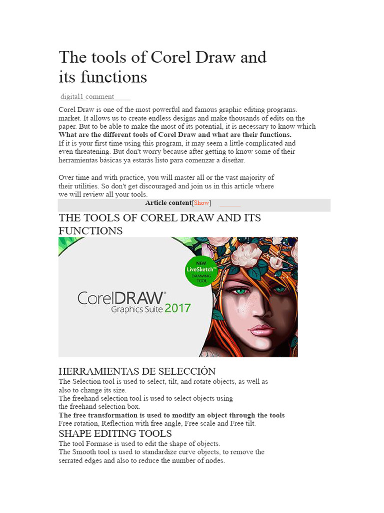 The Tools of Corel Draw and Their Functions | PDF | Shape | Ellipse