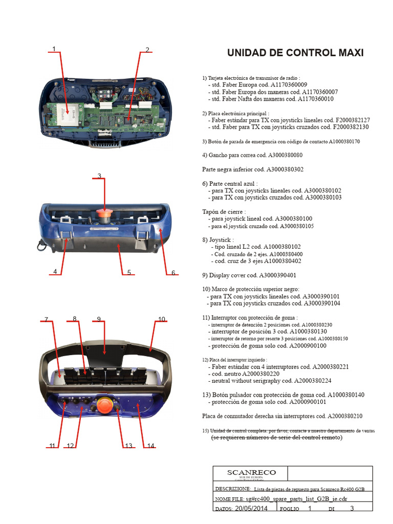 RC400_lista_de_piezas_de_repuesto_G2B | PDF | Electrónica