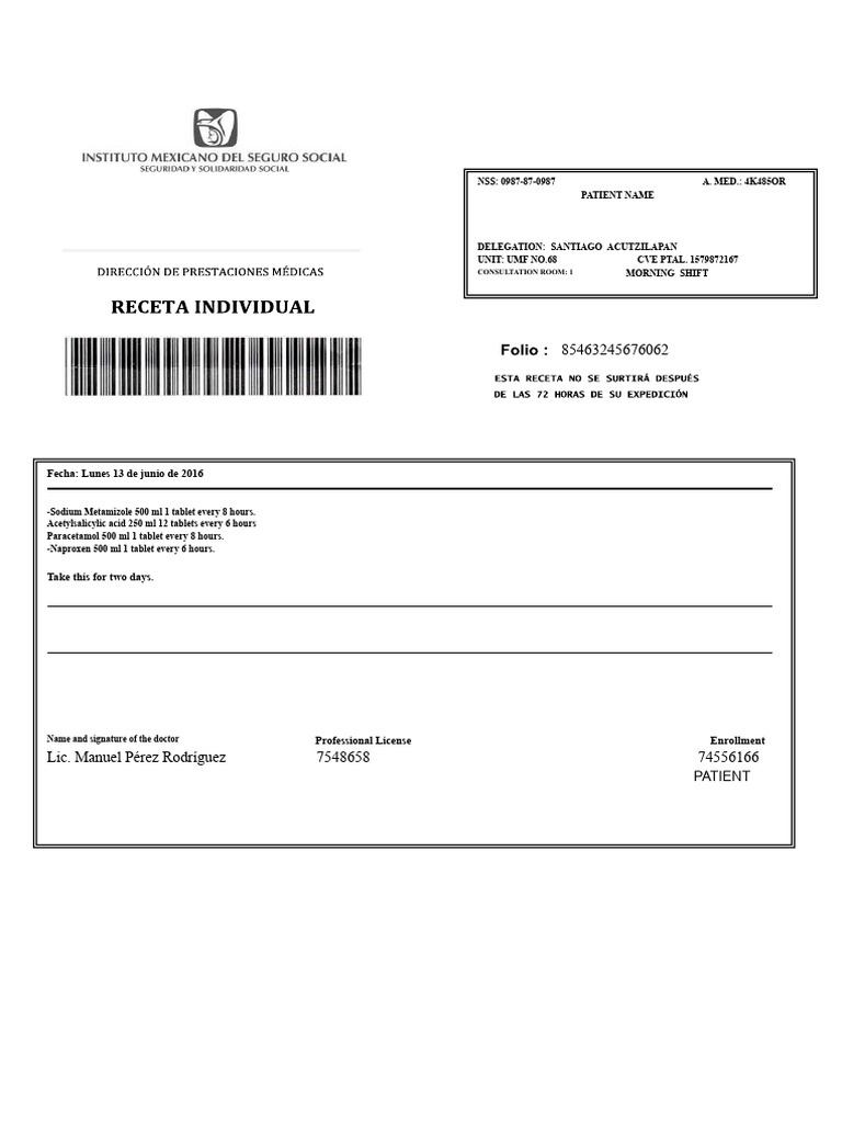 recipe-IMSS Editable | PDF