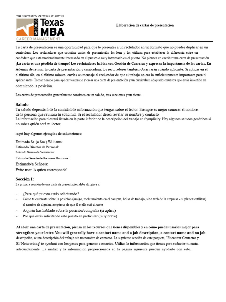 Guía para Escribir Cartas de Presentación | PDF | Plan de estudios ...
