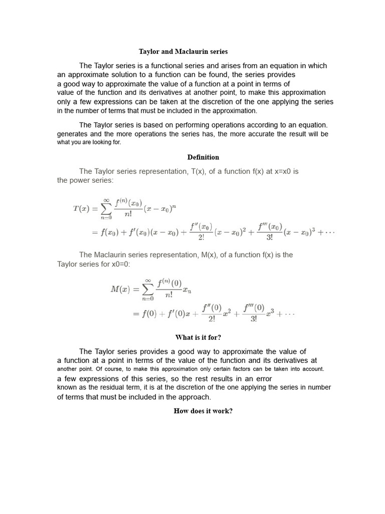 Taylor and Maclaurin Series | PDF | Analysis | Calculus