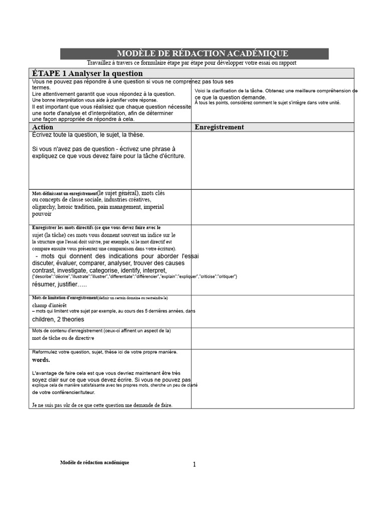 Modèle de Rédaction Académique | PDF | Sujet (Grammaire) | Phrase