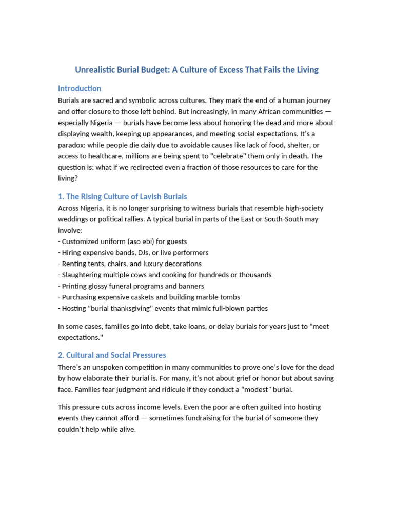 Unrealistic Burial Budget Blog Post | PDF | Burial | Funeral