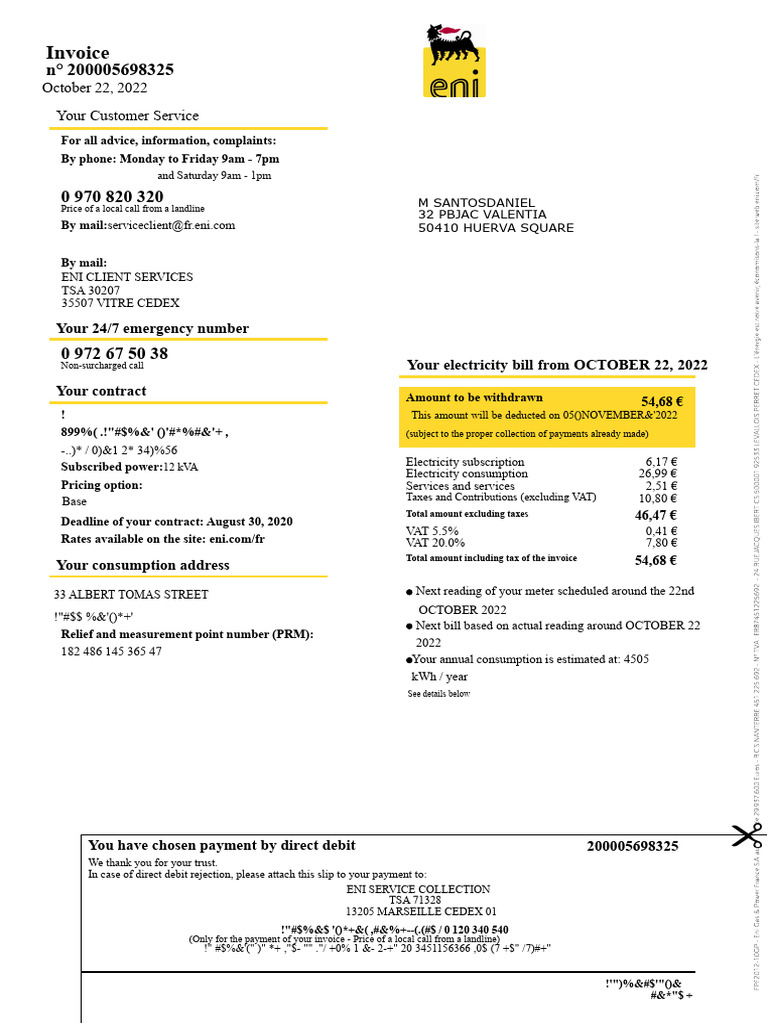 5842779740000000000-invoice-eni | PDF | Value Added Tax | Taxes