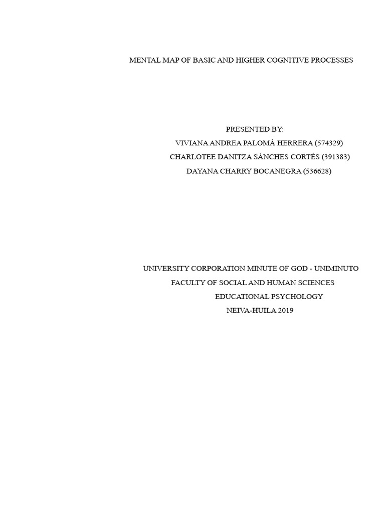 Mind Map of Basic and Higher Cognitive Processes | PDF | Cognition | Mind