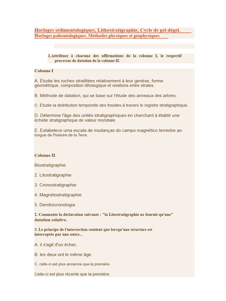 Méthodes de Datation en Stratigraphie | PDF | Géologie | Science de la ...