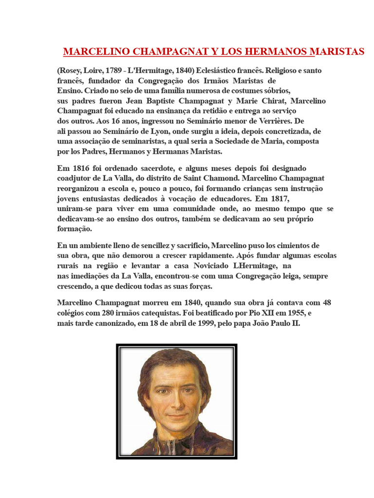 Marcelino Champagnat: Fundador Marista | PDF