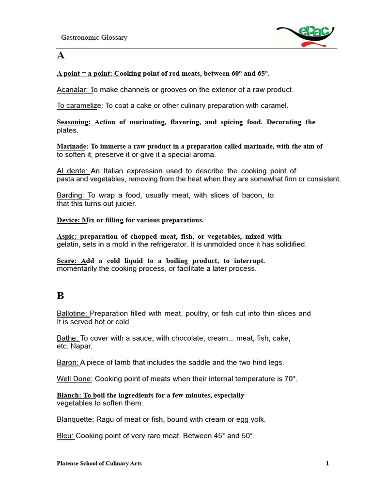 Gastronomic Glossary | PDF | Cooking | Beef