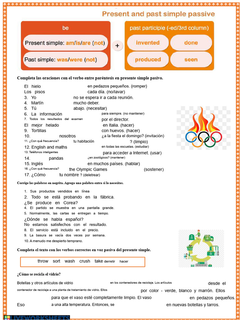 Ejercicios de voz pasiva en inglés | PDF