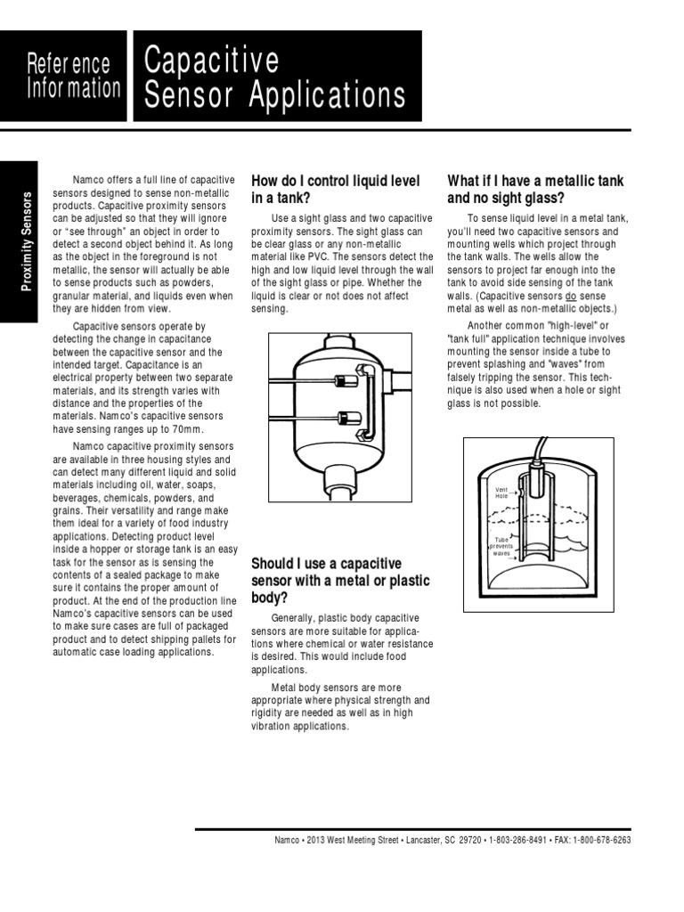 Proximity Sensor Capacitive Sensor Applications | PDF | Capacitor | Sensor