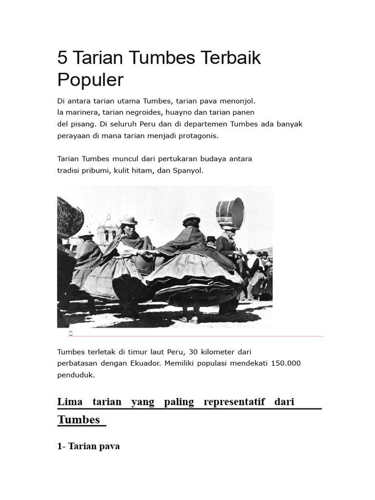5 Tarian Tumbes yang Paling Populer.docx | PDF