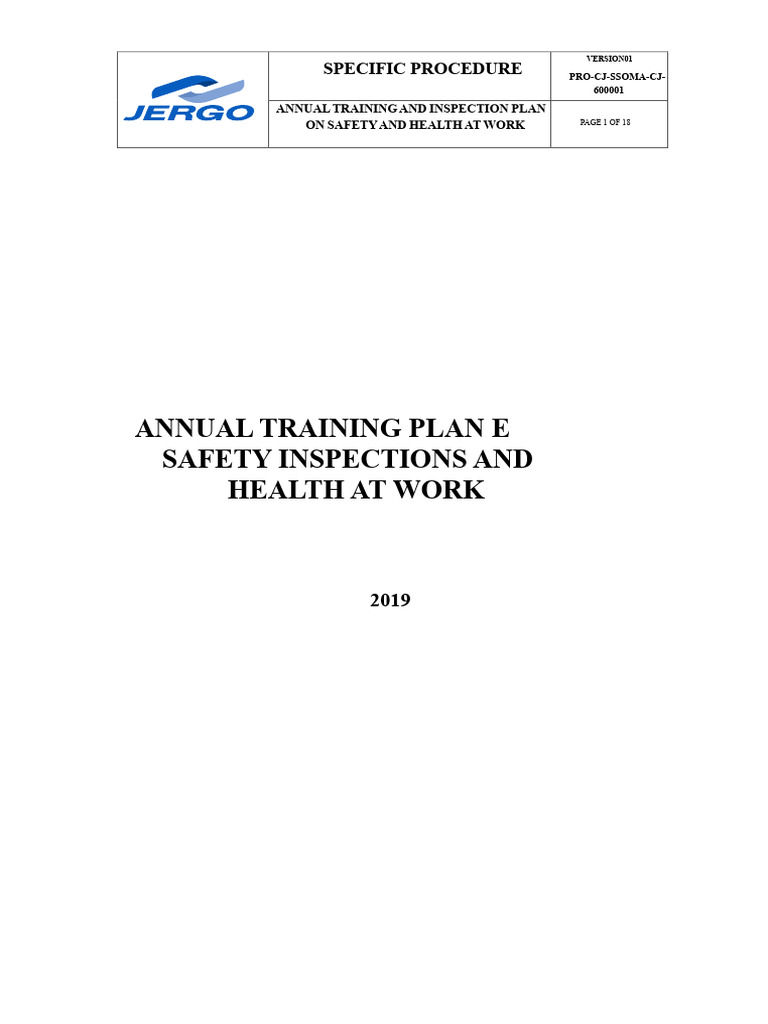 Annual Plan For Training and Inspections of Occupational Health and ...