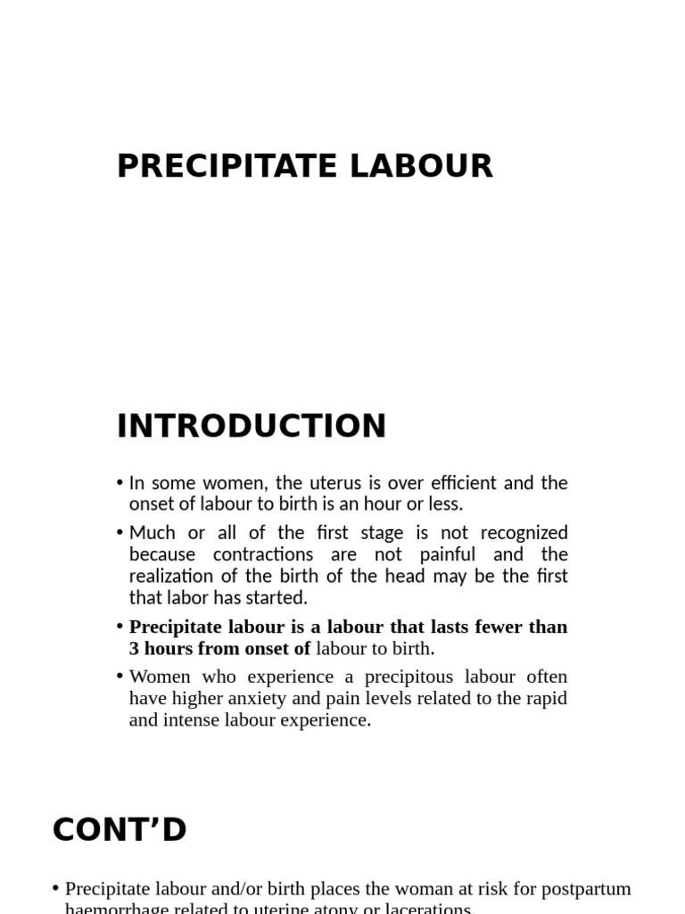 Precipitate Labour and Cord Presentation | PDF | Childbirth | Obstetrics