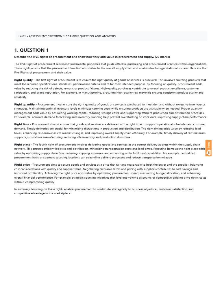 l4m1 - Assessment Criterion 1.2 Sample Question and Answers - Question ...
