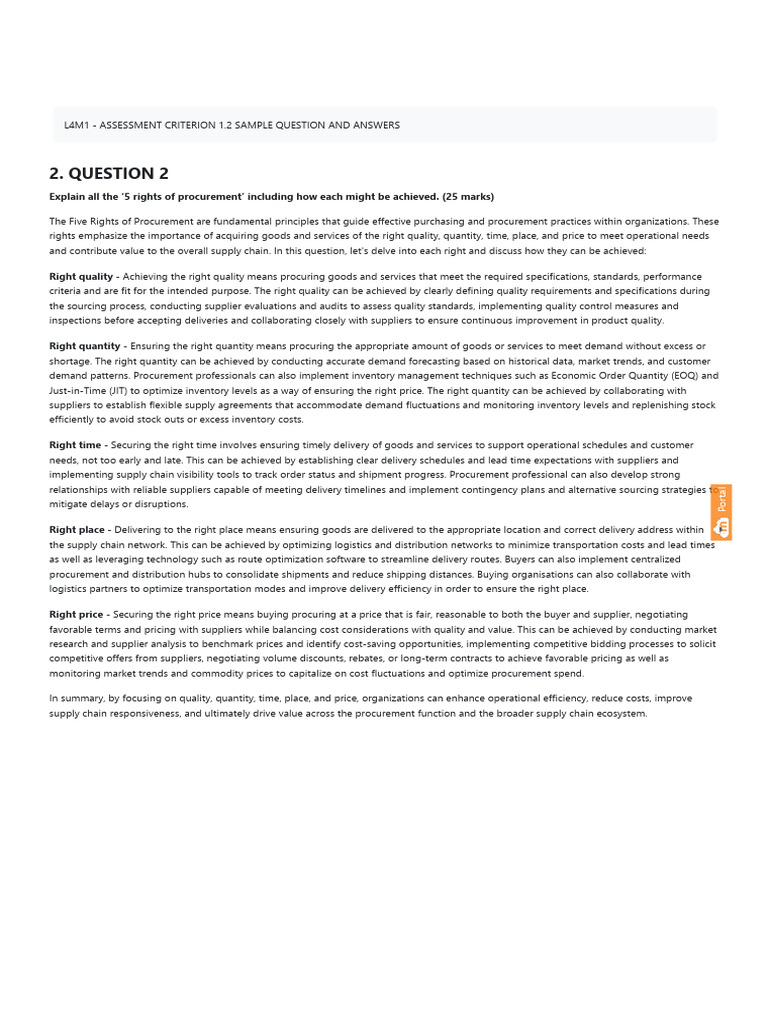 l4m1 - Assessment Criterion 1.2 Sample Question and Answers - Question ...