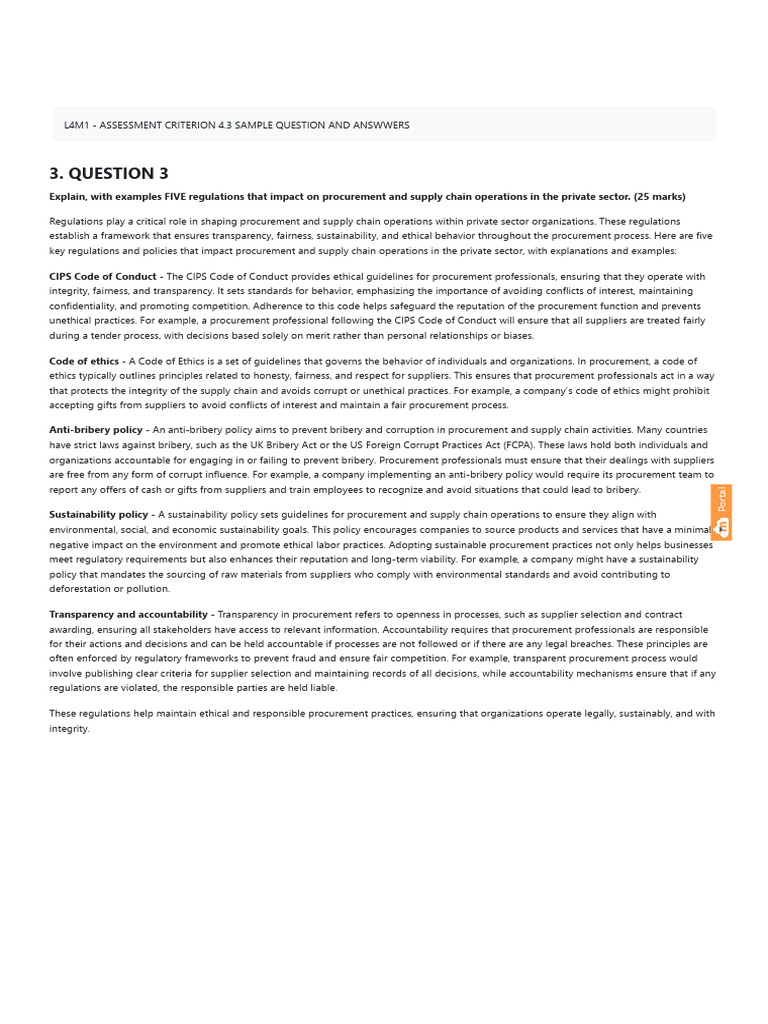 l4m1 - Assessment Criterion 4.3 Sample Question and Answers - Question ...