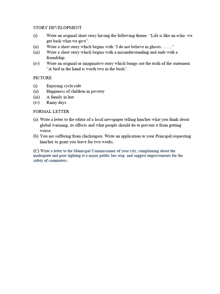 Grade X Composition | PDF