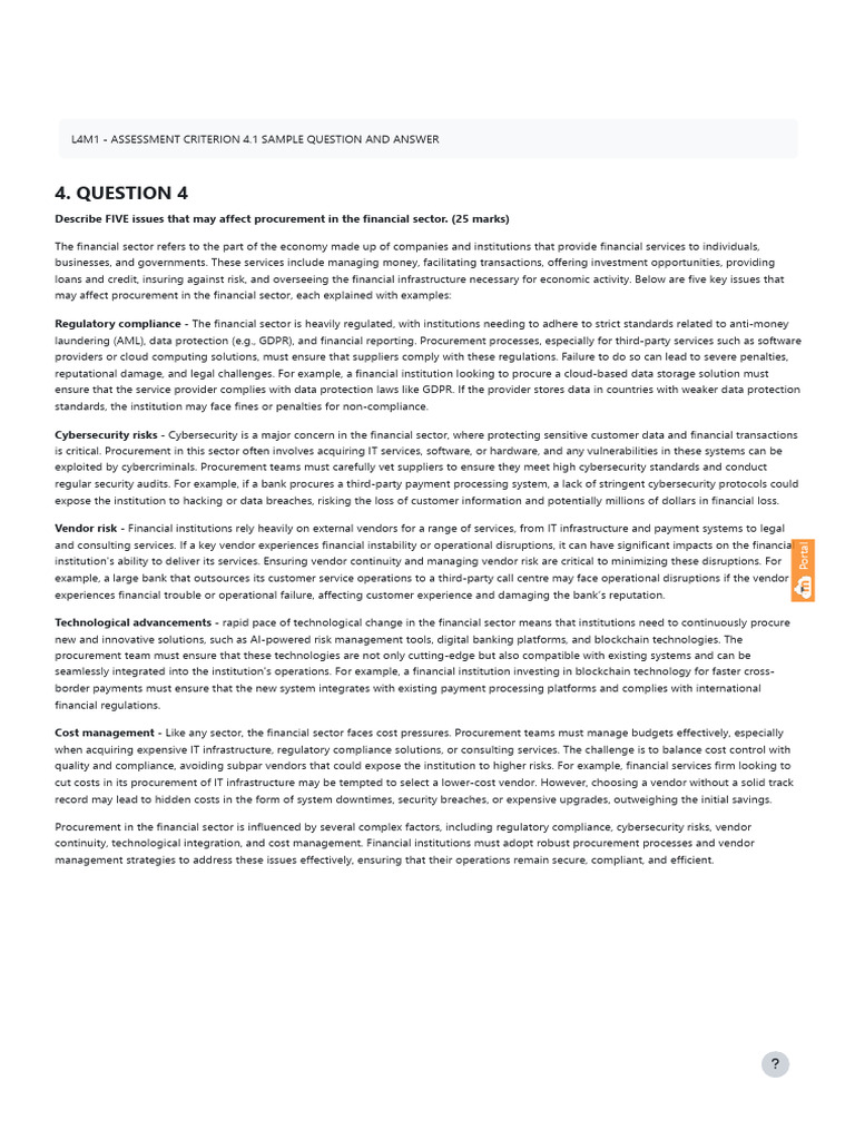 Key Procurement Issues in Finance Sector | PDF | Computer Security ...